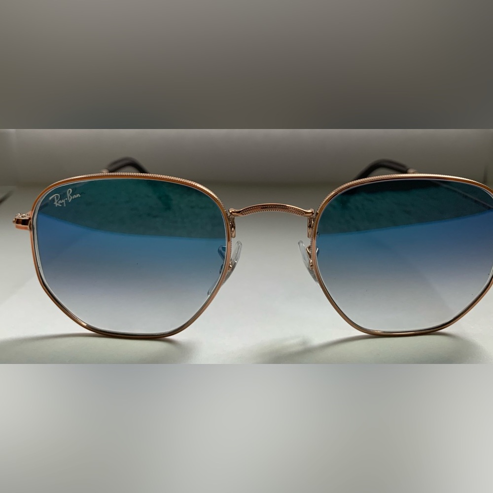 Ray-Ban Hexagonal - Rose Gold Frame/Blue Gradient Len… - Gem